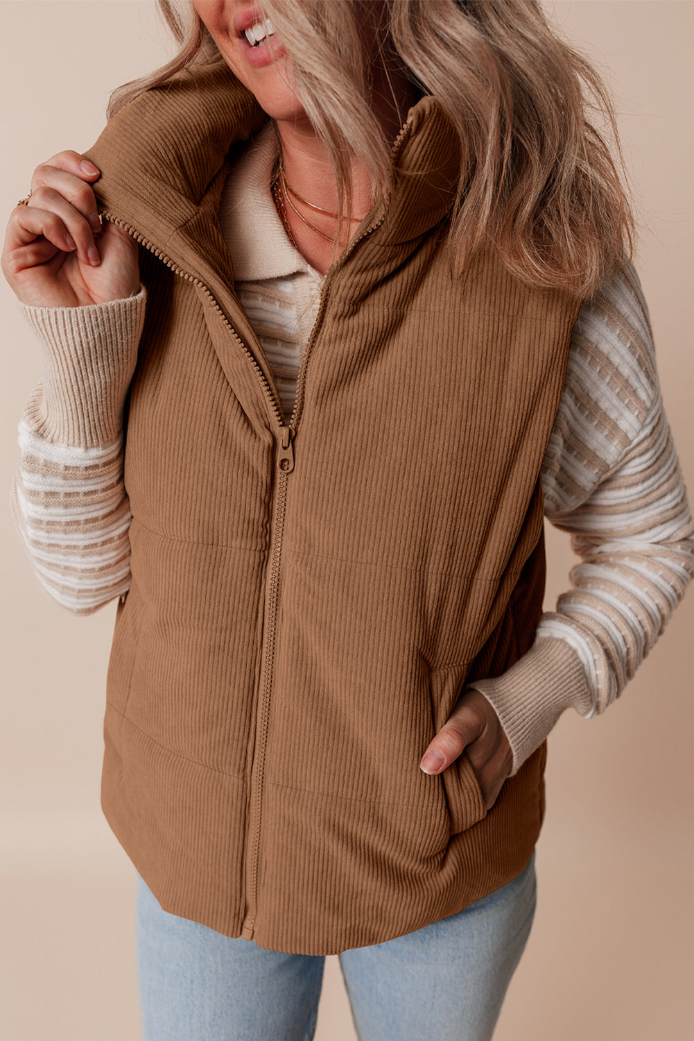 Mocha Dune Puffer Vest – Pure