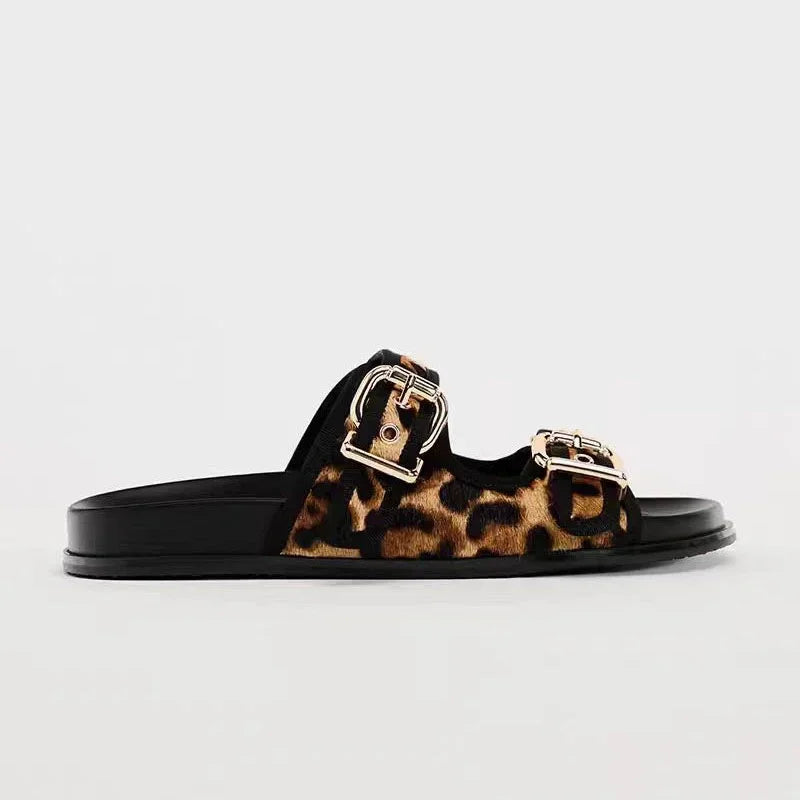 Leopard Flat Sandals – Pure